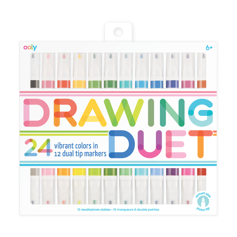 Drawing Duet: 12 Dual Tip Markers / 24 Colors - Ages 6+ – Playful Minds